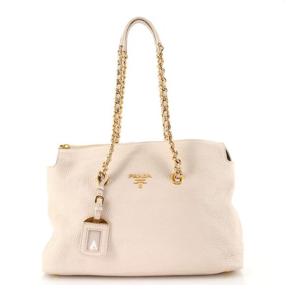 Prada | Bags | Prada Chain Zip Tote Vitello Daino Medium Neutral | Poshmark